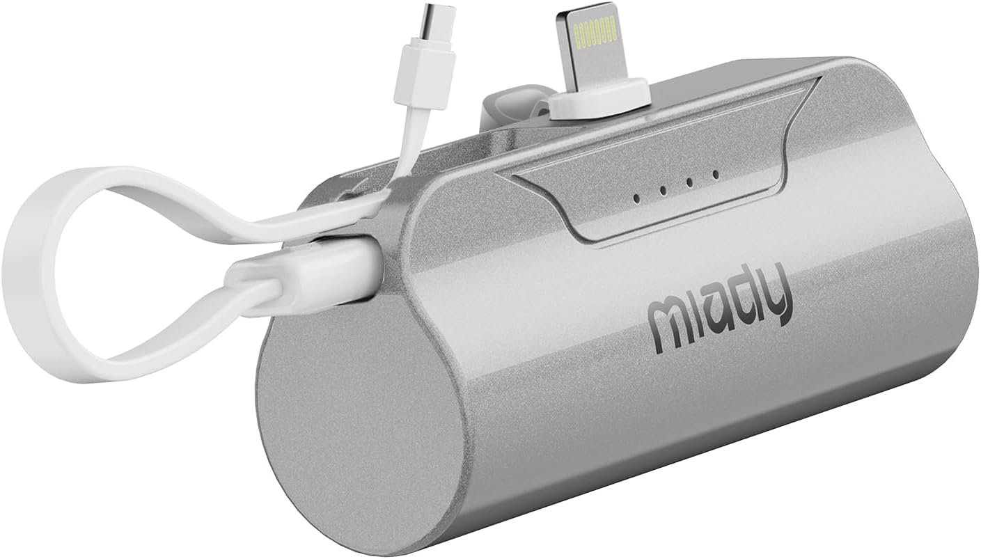 Amazon | Miady モバイルバッテリー 軽量 小型 5000mAh 2.4A急速充電 LightningコネクターTYPE-C ...