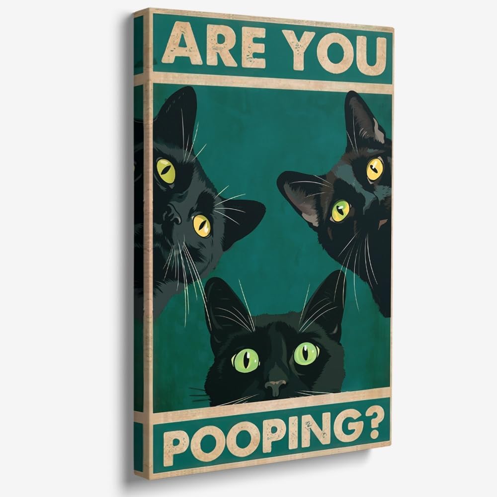 Amazon.com: GUBIYU are You Pooping Cat Print Funny Bathroom Wall Art ...