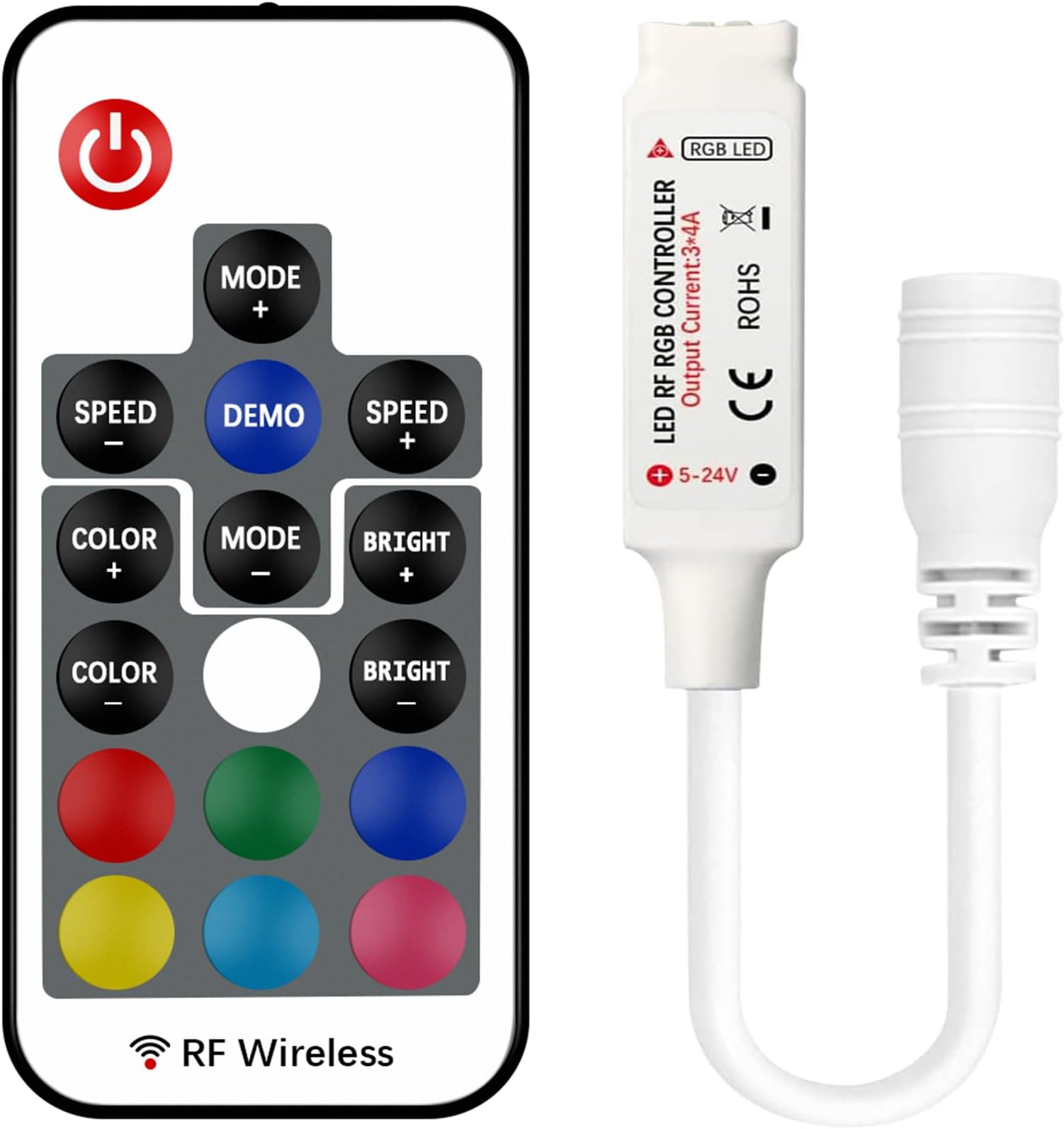 Amazon.com: VIPMOON RF Wireless Remote Led Controller Dimmer 17-Key DC ...