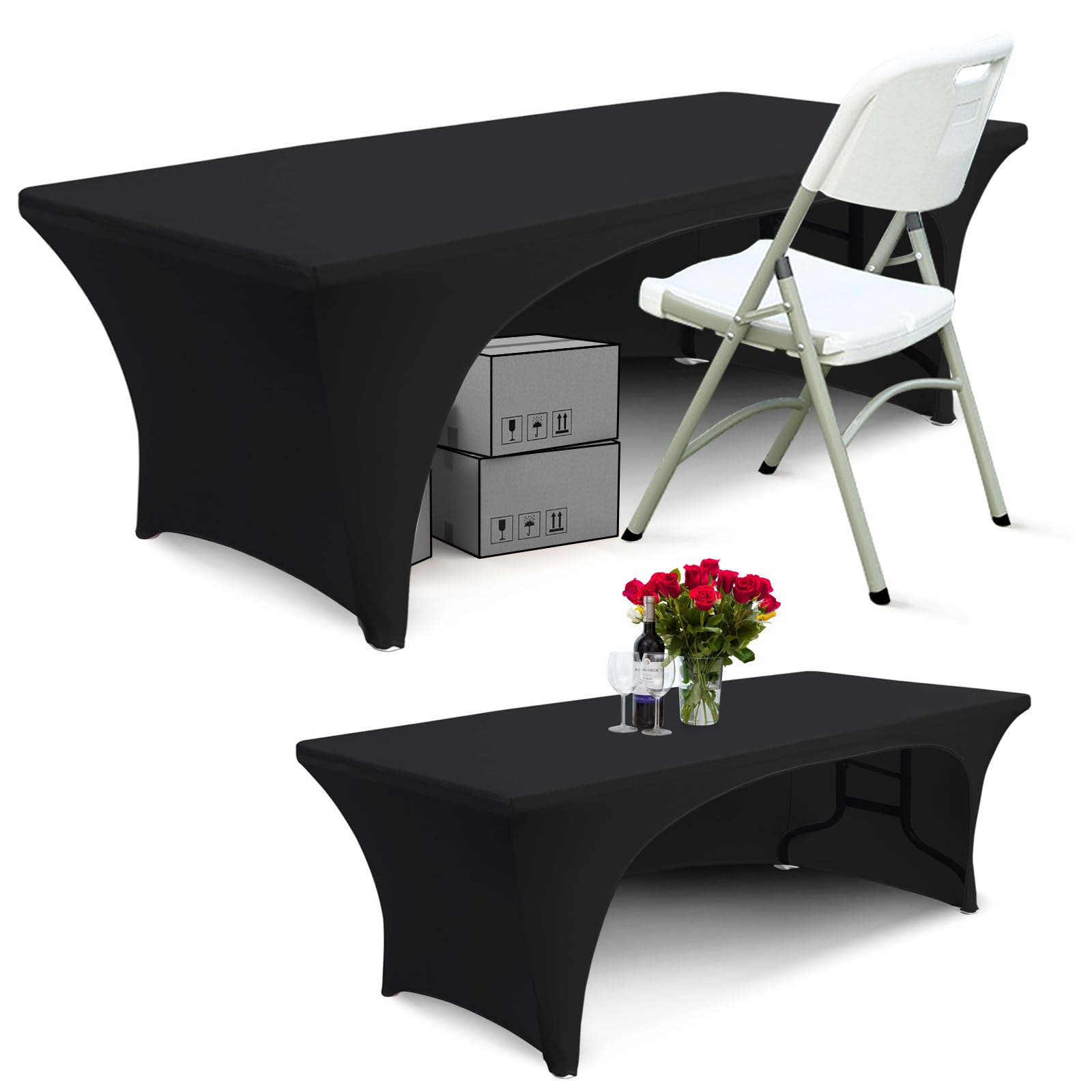 Amazon.com: ABCCANOPY Spandex Open Back Table Cover 2PCS 4 ft. Fitted ...