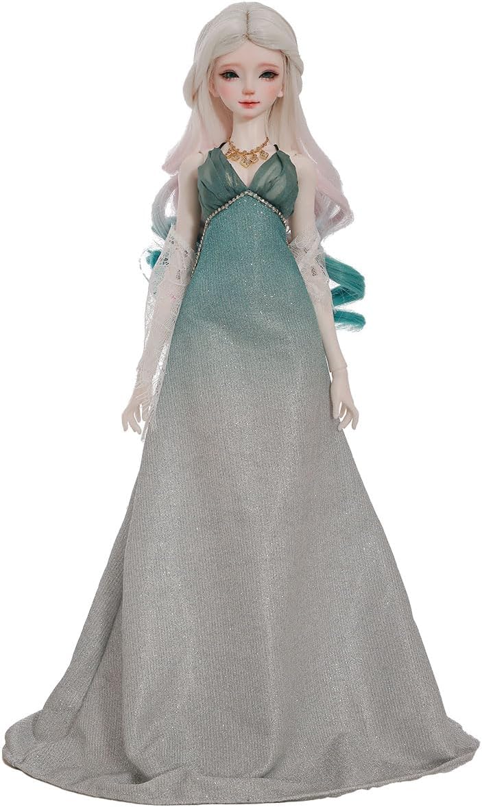 Amazon.com: Oueneifs Xana 1/4 Bjd Doll Rainbow Series Modern Simple Style Elegant Cyan Dress ...