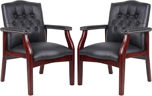 Amazon.com: Black Leather Office Chairs Set of 2 -Ergonomic Executive ...