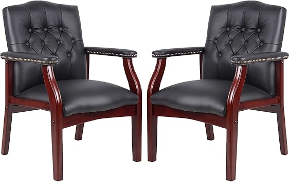 Amazon.com: Black Leather Office Chairs Set of 2 -Ergonomic Executive ...