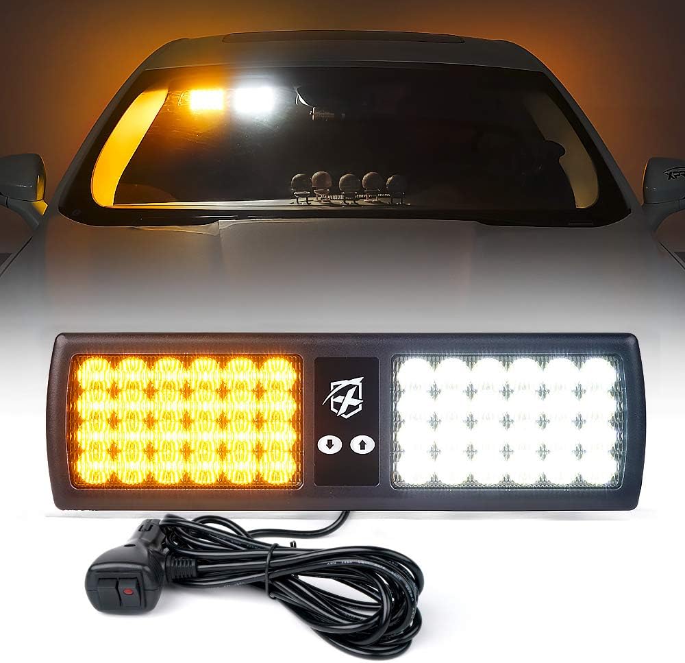 Amazon.com: Xprite White Amber 48LED Visor Strobe Flashing Lights ...