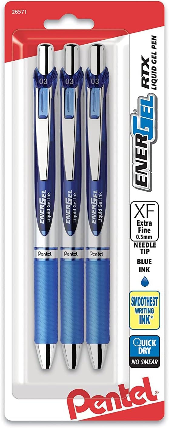 Amazon.com: Pentel EnerGel RTX Retractable Liquid Gel Pen, (0.3mm), Needle Tip, Extra Fine Line ...