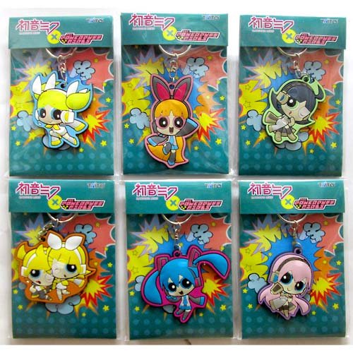 Buy Hatsune Miku ~ Powerpuff Girls rubber key chain all set of 6 (japan ...