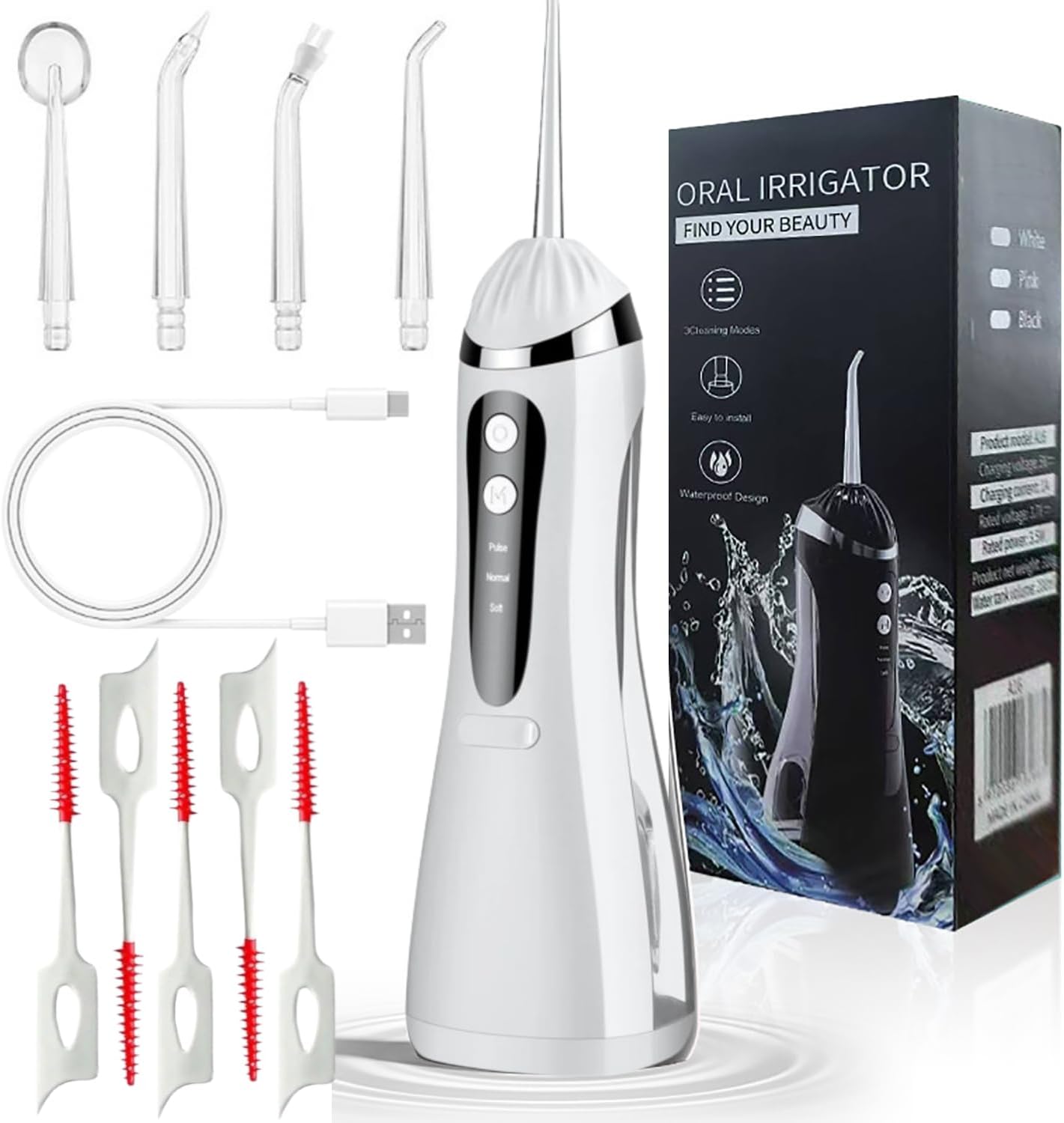 Water Flosser for Teeth Cleaning & Whitening Rechargeable - IPX7 ...
