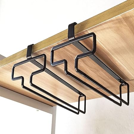 Dianoo 18cm Black Wine Glass Rack Under Cabinet, Wine Glass Holder ...