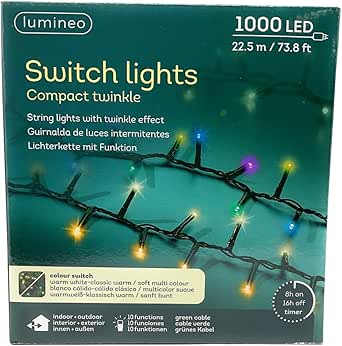 Lumineo Compact Twinkle LED Switch Lights - 1000 LEDs, Dual-Color ...