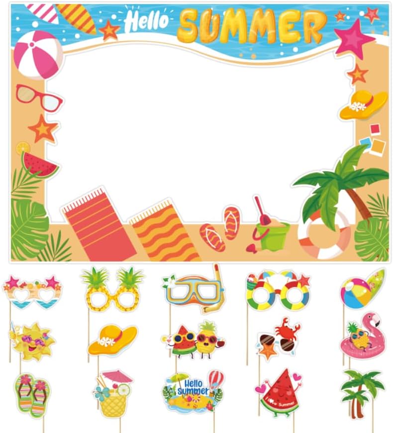 Amazon.com: Generic Summer Party Decorations - Hello Summer Photo Booth ...