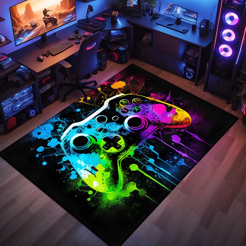 Amazon.com: Gaming Rug - Gamer Rug for Boys Bedroom Game Room Carpet ...