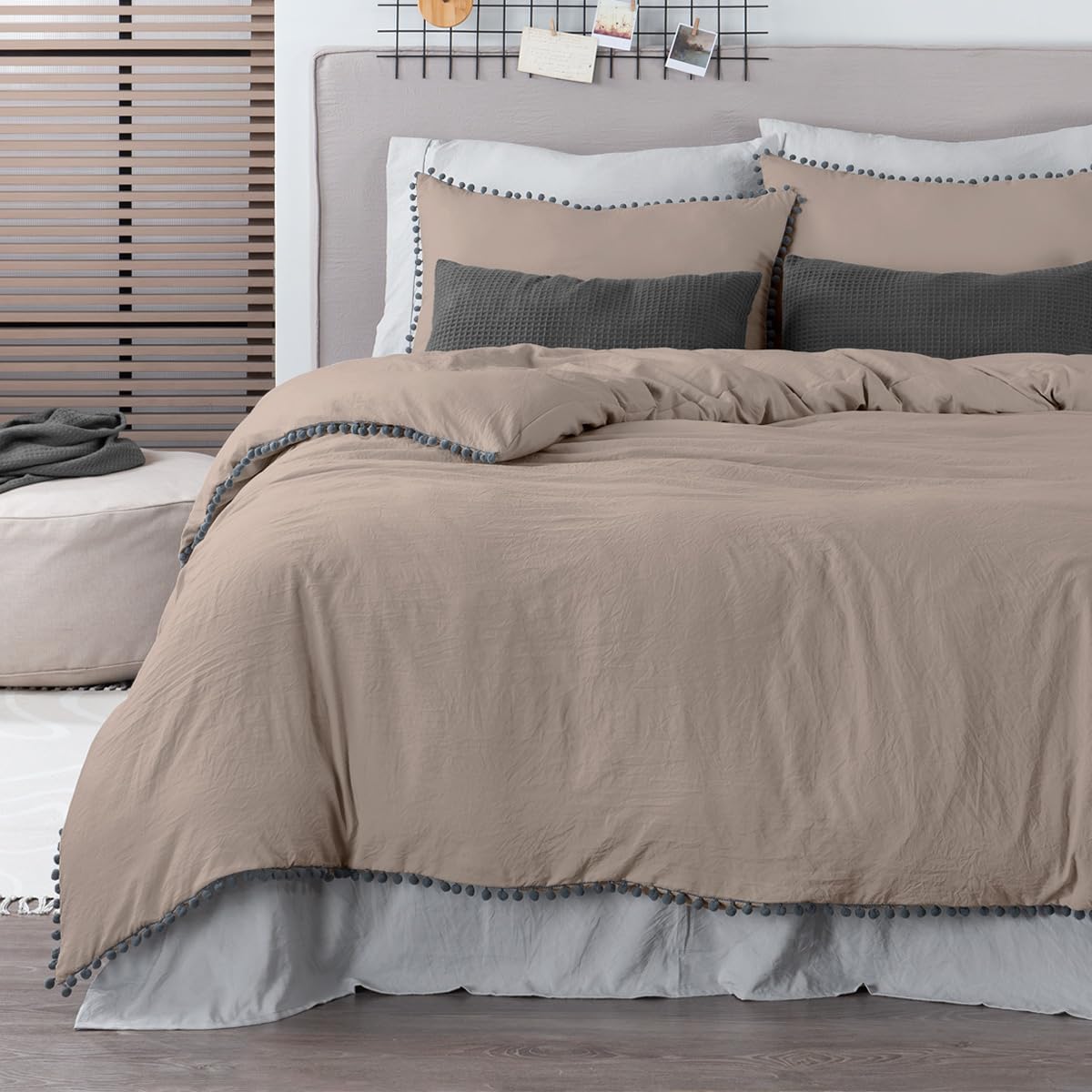 ESQUIMAL Funda de Edredón Duvet con Pompones y Fundas de Almohada de ...