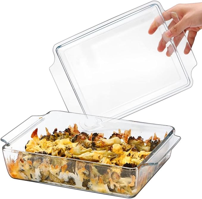 Rectangular Casserole Dish with Lid, 24x20x6cm 2L Lasagne Dishes for ...