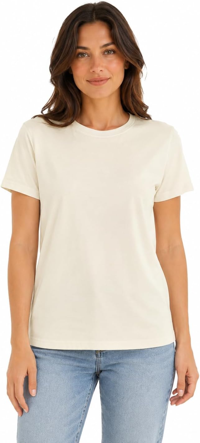 Forms & Folds Women's 100% Ringspun Cotton Crew Neck T-Shirt 180 GSM ...