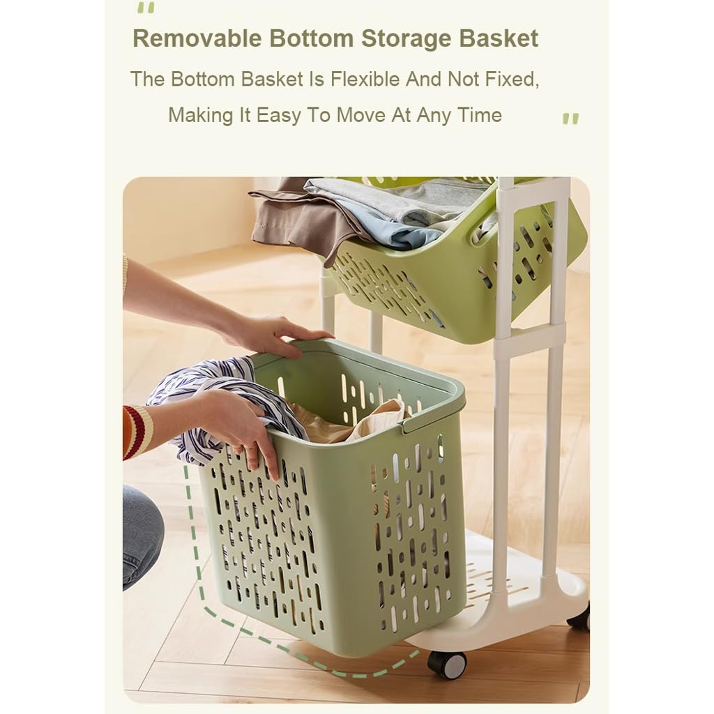 Rolling Laundry Hamper Laundry Basket, Household Storage Basket 2