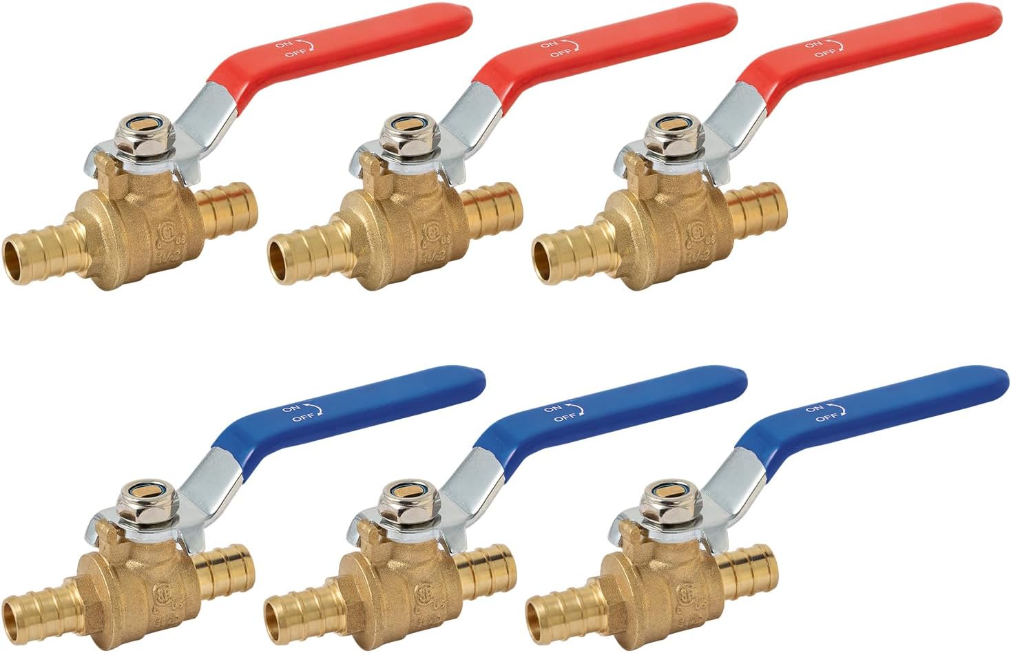 Amazon.com: 1/2" PEX Brass Ball Valve Combo Hot & Cold Crimp Shut-Off Valves for PEX Tubing(Pack ...