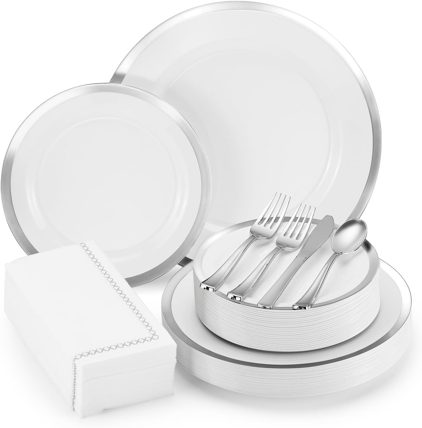 Amazon.com: By Madee HEAVYWEIGHT Elegant Disposable Dinnerware Set ...