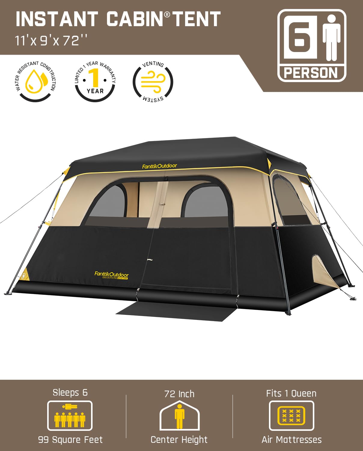 Snapklik.com : FanttikOutdoor Zeta C6 Pro Max Instant Cabin Tent 6 ...