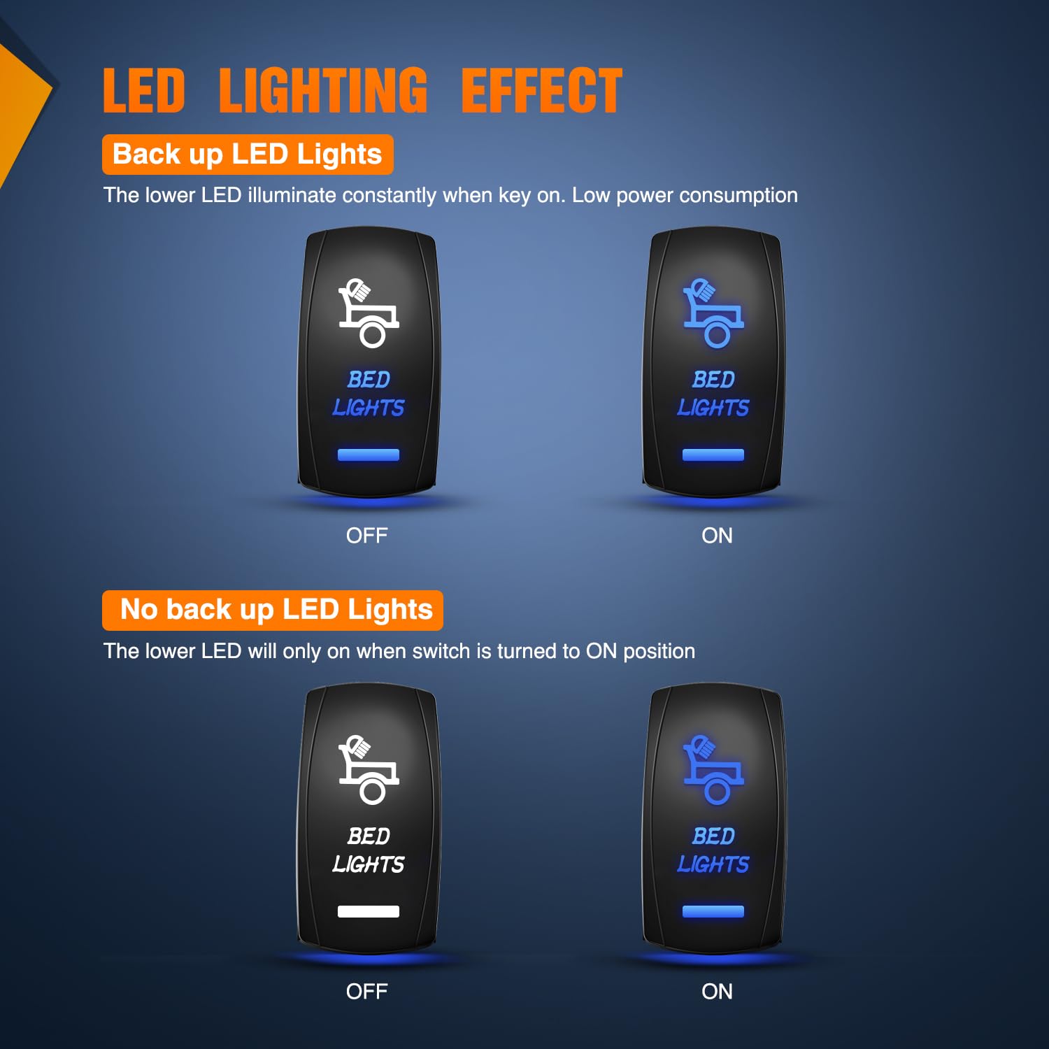 Snapklik.com : Bed Lights Rocker Switch Led Light Bar 5 Pin Laser On ...