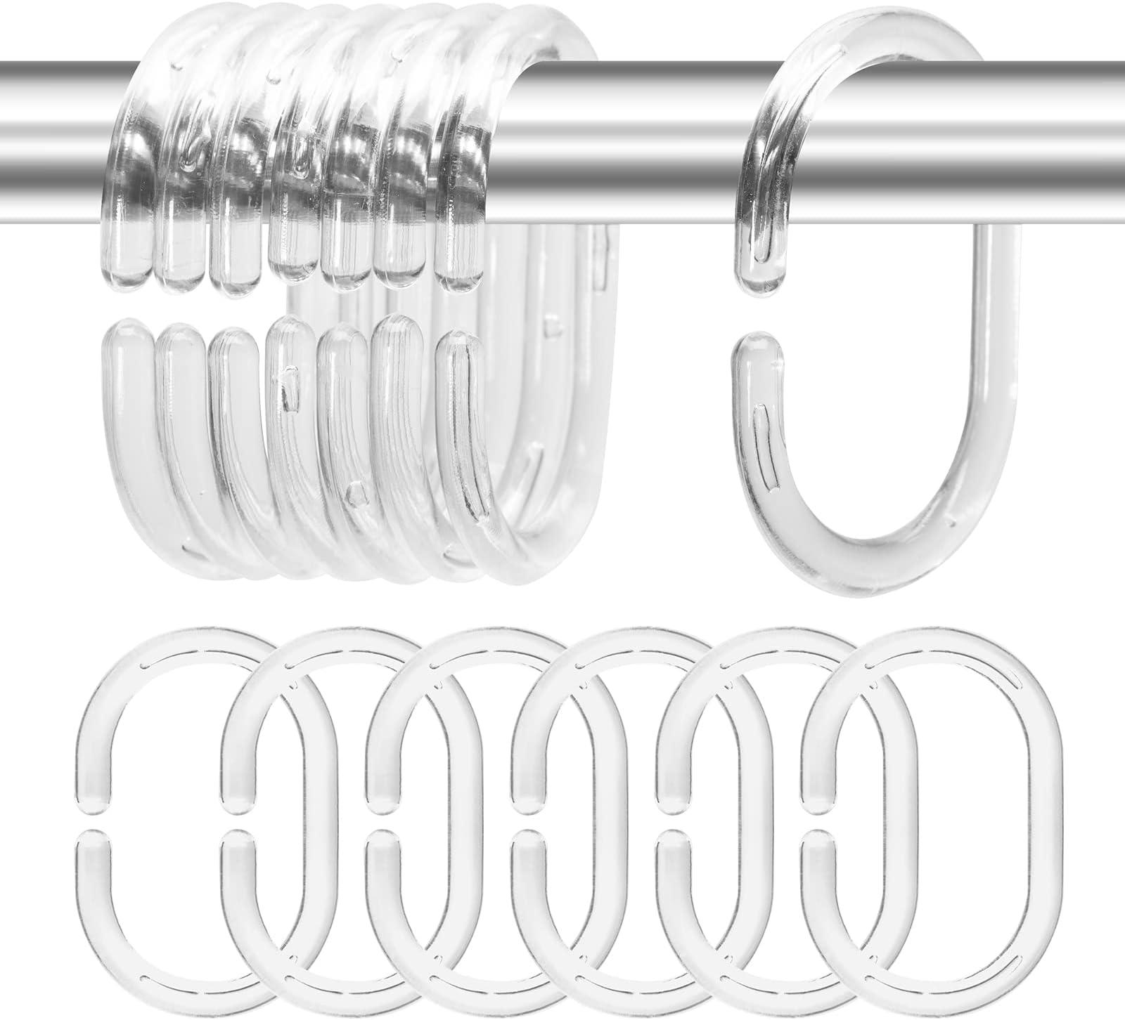 Croydex AK142141 Curtain Rings, Chrome, Suitable for shower rods up to ...