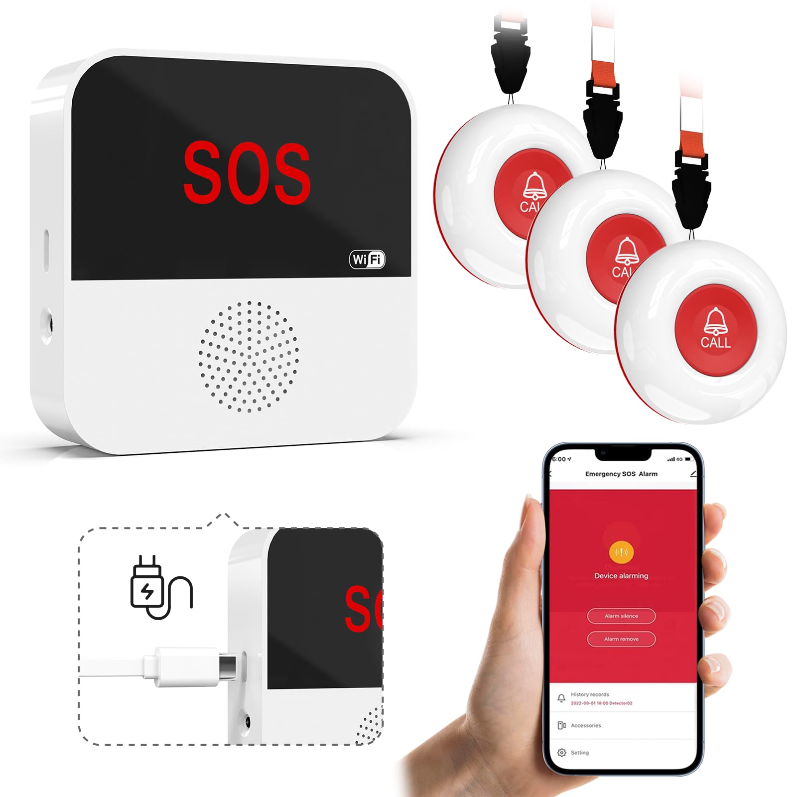 Snapklik.com : WiFi Rechargable Smart Wireless Caregiver Call Button ...