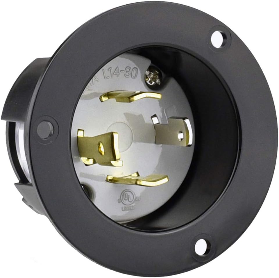 Cllena NEMA L14-30 Flanged Generators Power Inlet/Outlet Receptacle, 30 ...
