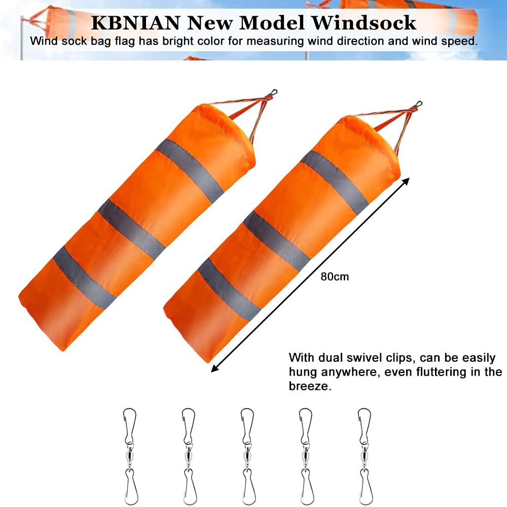 KBNIAN 2 Pcs Airport Windsock,Weatherproof Fluorescent Windsock Orange ...