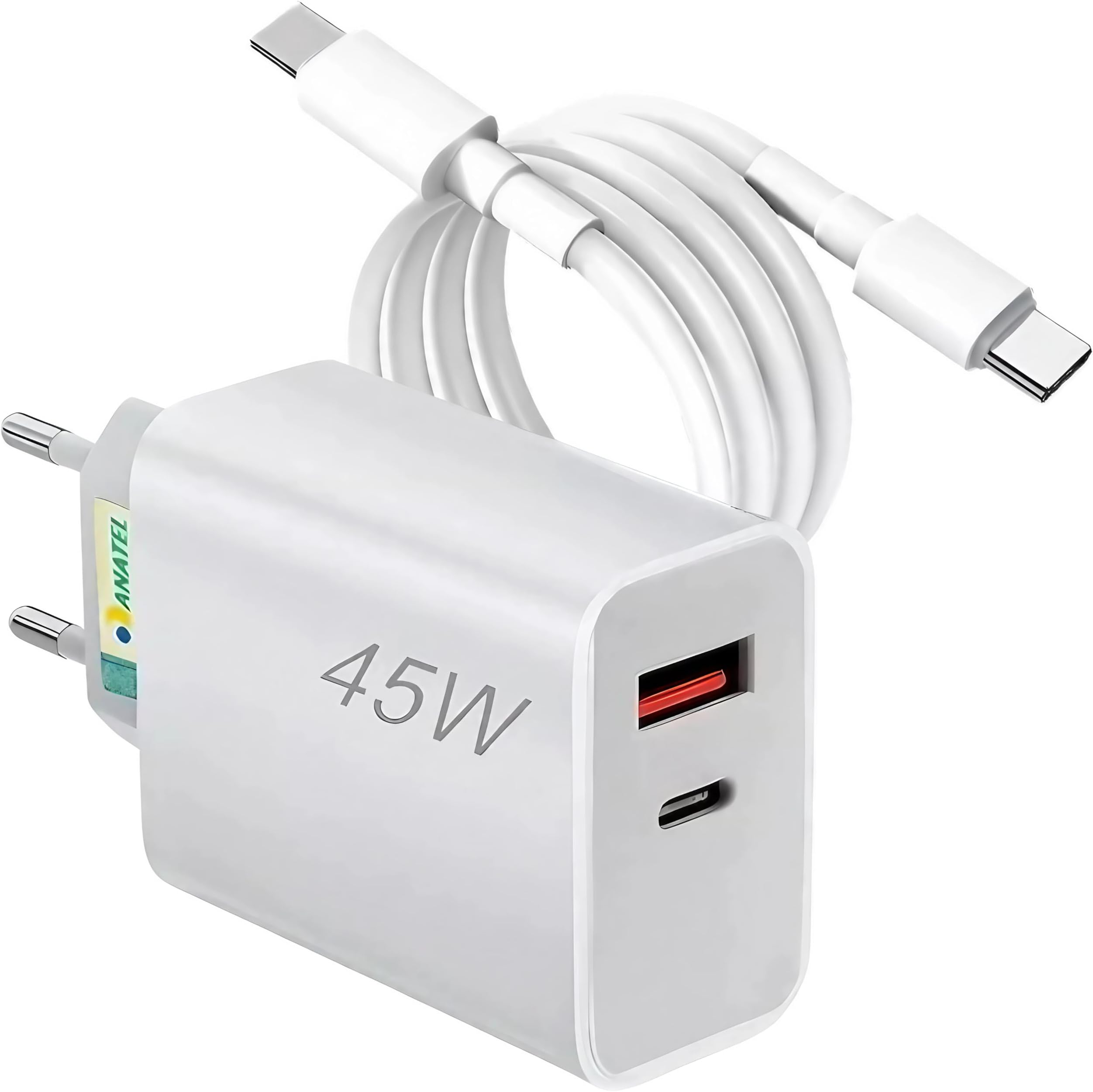 Carregador Super Turbo 50W Ultra Rápido USB-C Com Cabo USB Tipo C de 1m - Compatível com iPhone ...