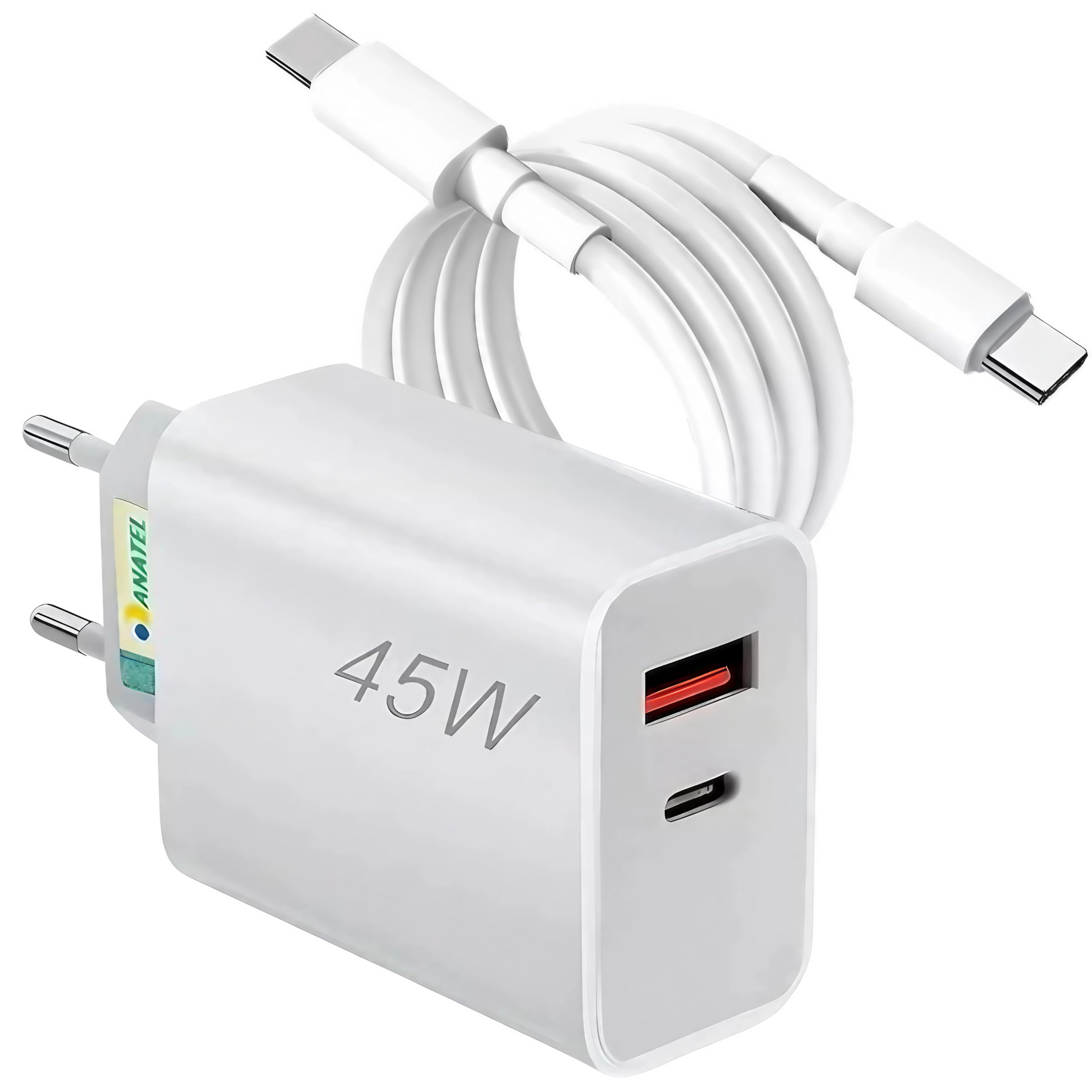 Kit Carregador Super Turbo 45W Porta Dupla (USB-C + USB-A) + Cabo USB ...