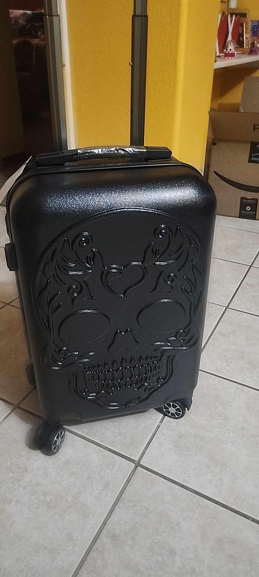 Amazon.com | Sugar Skull Travel Suitcase with Wheels - Spinner Rolling ...