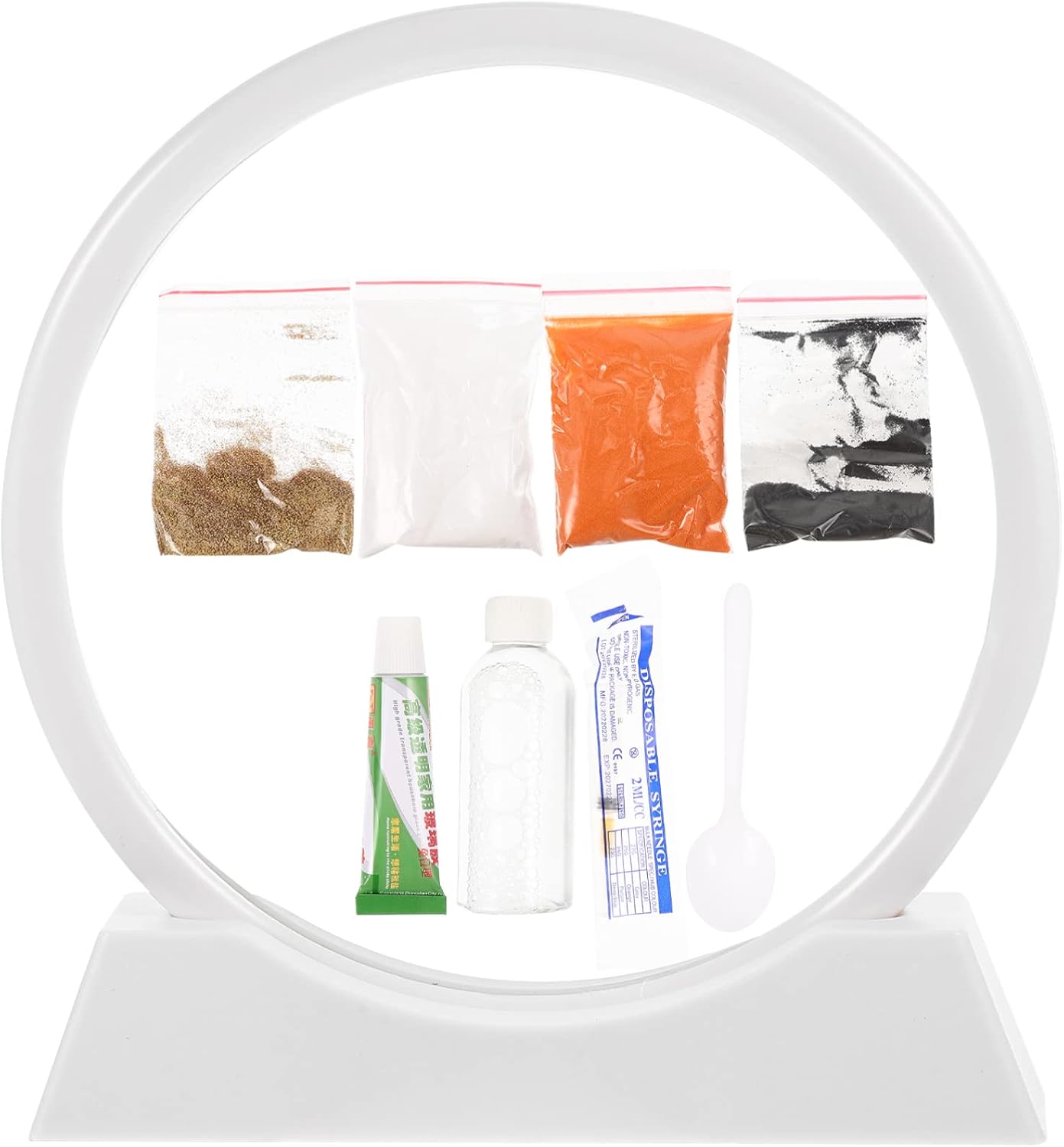 Amazon.com: DIY Moving Sand Art Picture kit Round Glass Flowing Sand ...