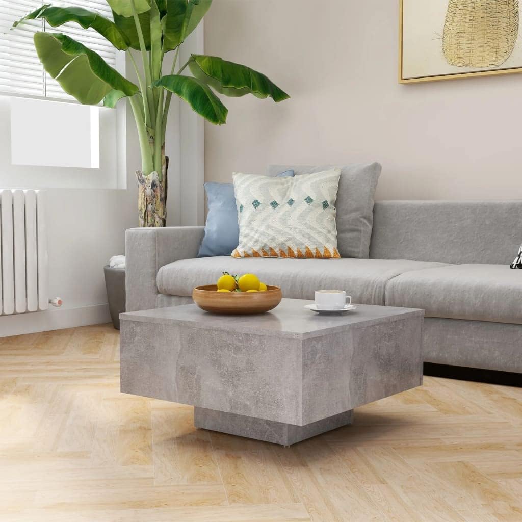 FIRBNUS Concrete Grey Coffee Table 60 x 60 x 31.5 cm Chipboard Living ...