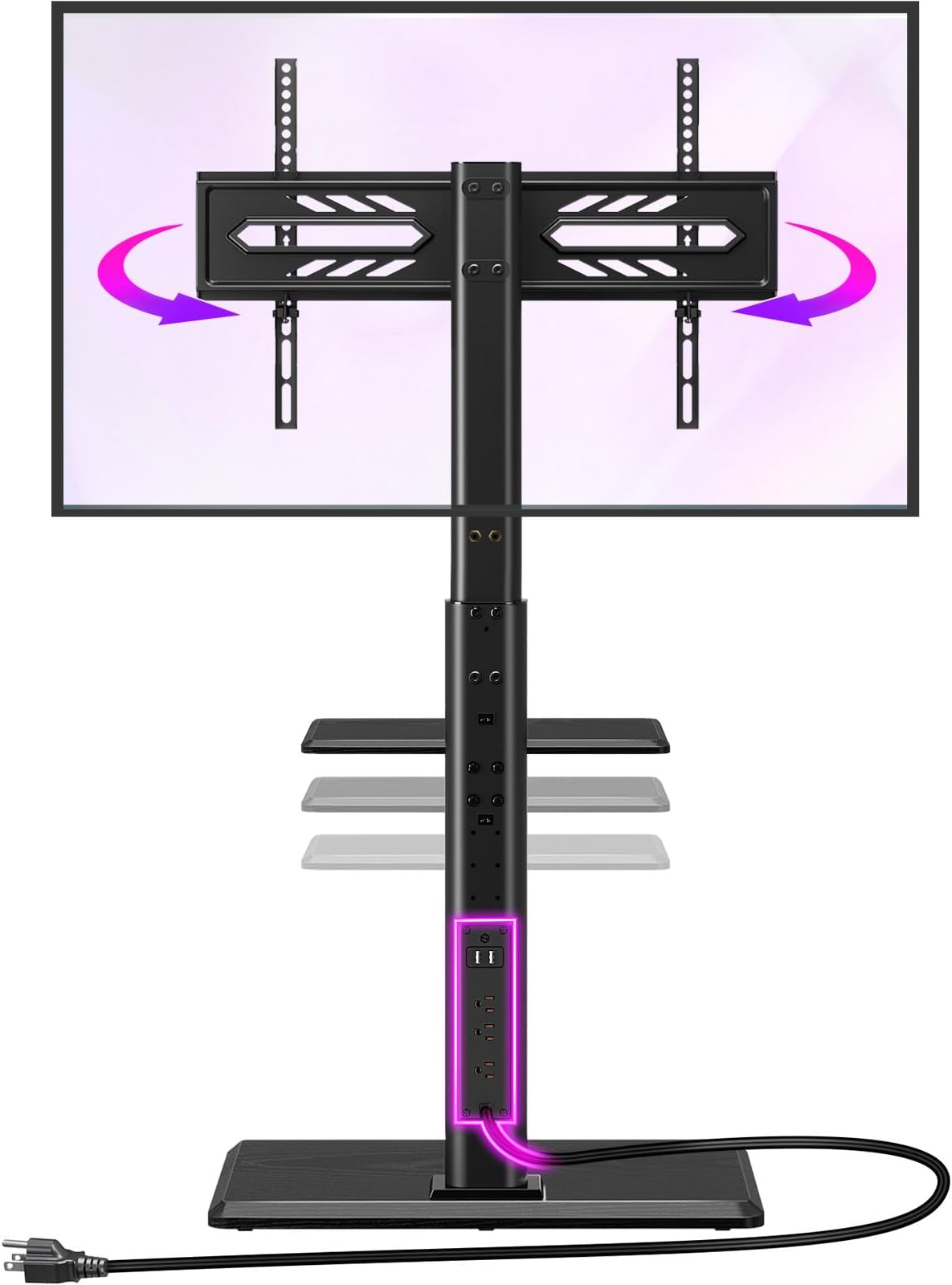 Greenstell TV Stand with Power Outlet, Universal Floor TV Stand for 32 ...