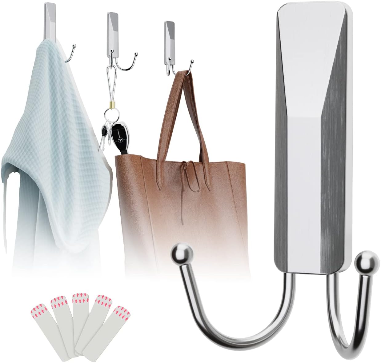 Amazon.com: RICHER HOUSE Silver Double Wall Hooks for Hanging, 4 Pack ...