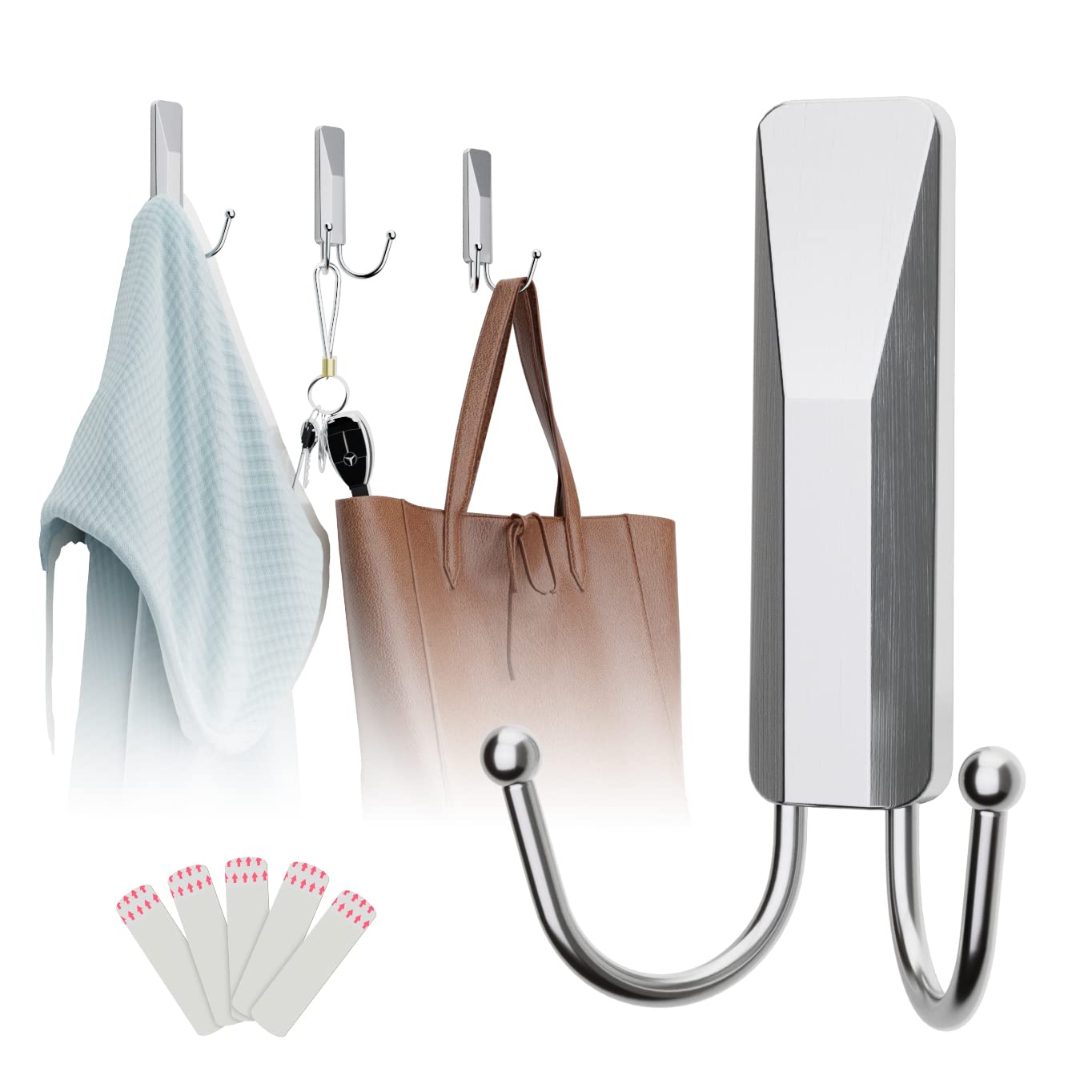 Amazon.com: RICHER HOUSE Silver Double Wall Hooks for Hanging, 4 Pack ...