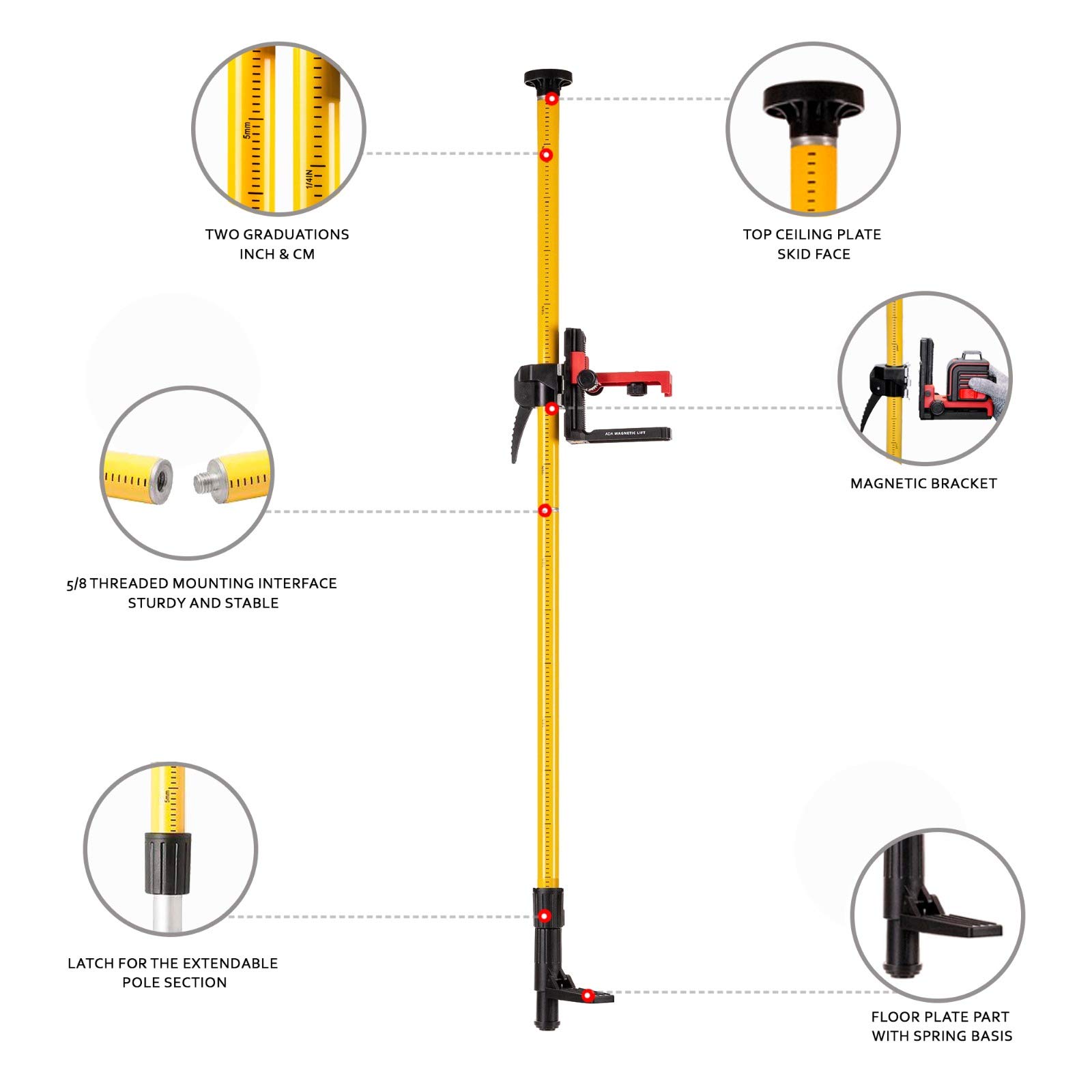 Buy ADA Laser Level Telescoping Mounting Pole 3.7m/12ft for Rotary and ...