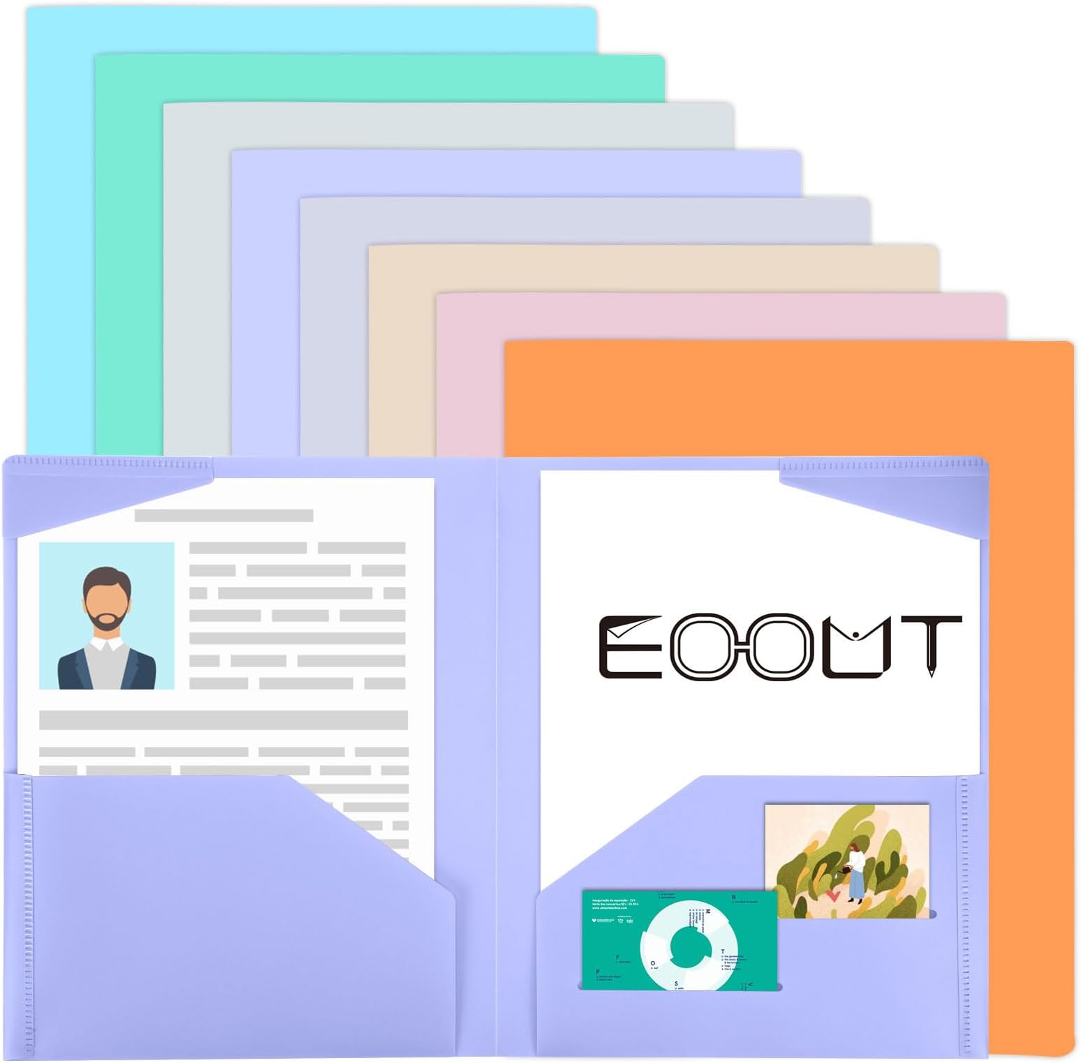 Amazon.com : EOOUT Plastic Folders with Pockets, 8 pcs Pocket Folders ...