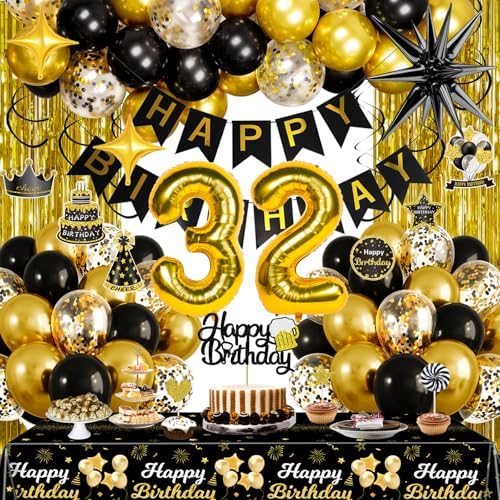 Amazon.com: LINGTEER Happy 32nd Birthday Decorations,32nd Birthday ...