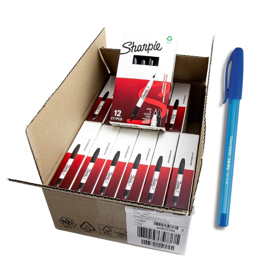 SHARPIE Twin Tip Permanent Markers | Fine & Ultra-Fine Points | Black ...
