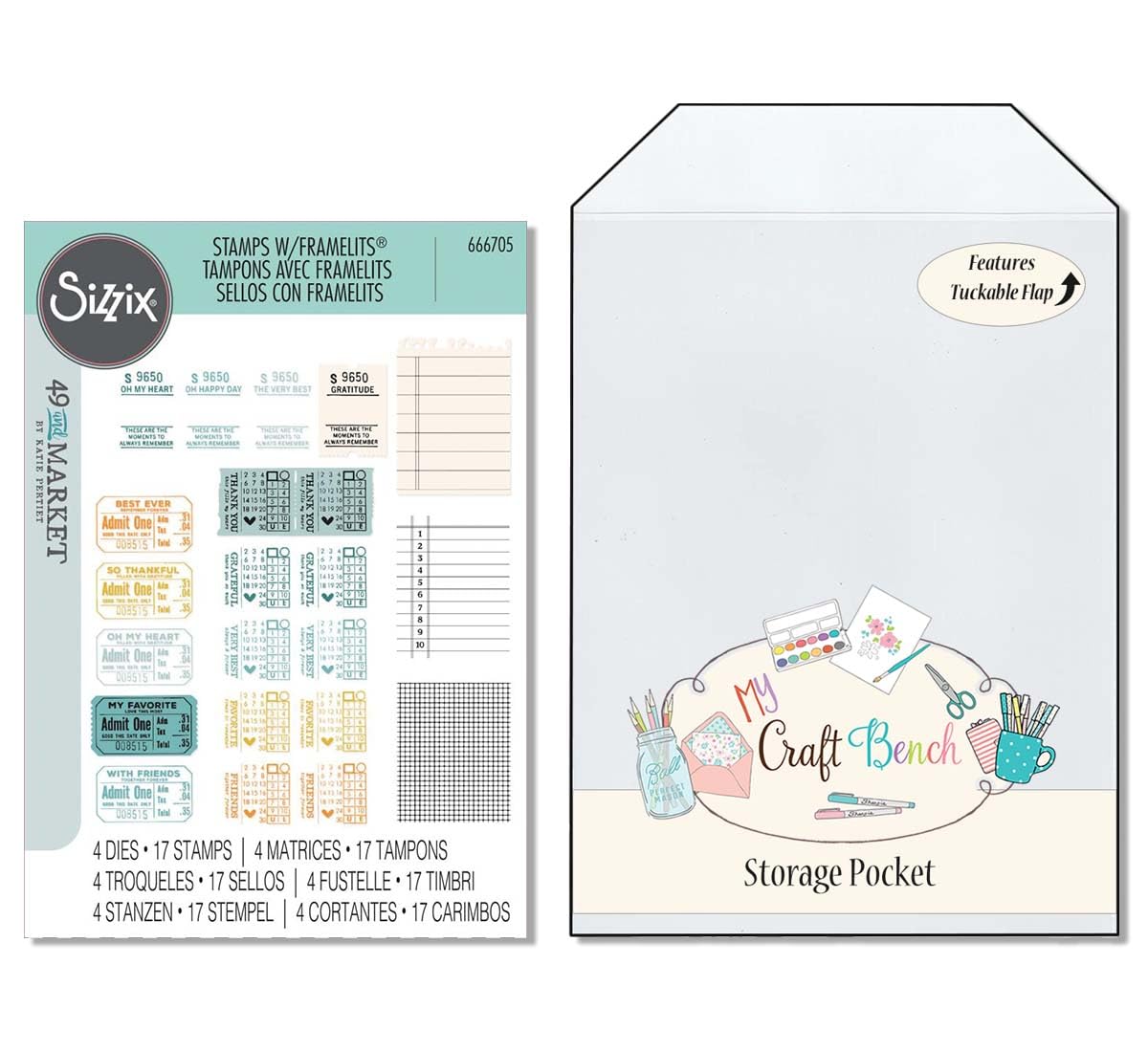 Amazon.com : Sizzix A5 Clear Stamps Set w/Framelits Die Set – Forever Journal Essentials by 49 ...