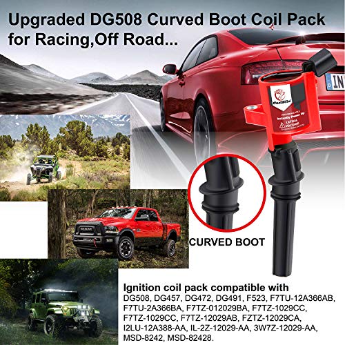 CarBole 8 Pack Ignition Coils Racing Grade Curved Boot Coil - Want It All
