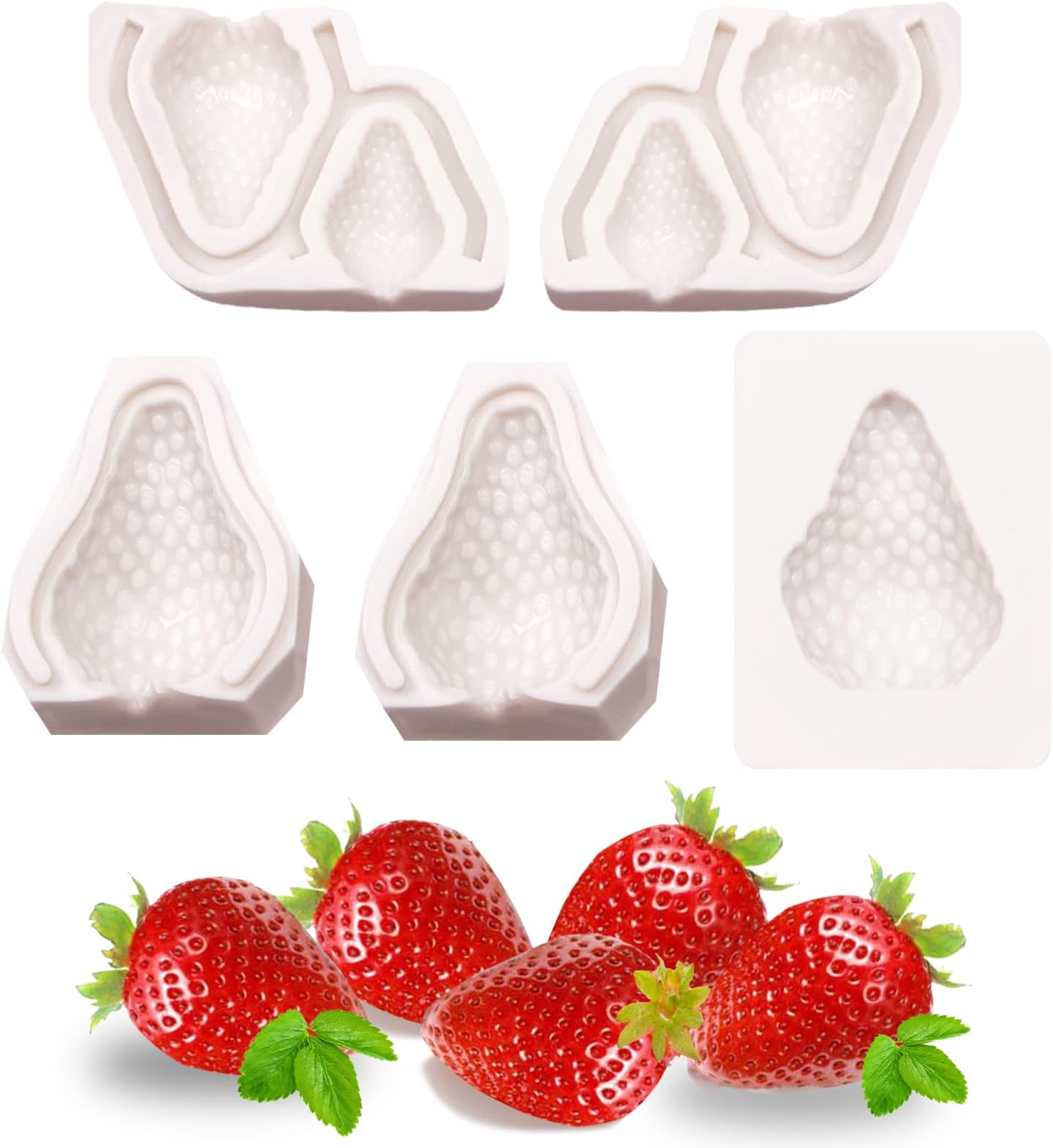 Amazon.com: 3D Strawberry Silicone Molds 5 Pcs, Mini Strawberrys ...