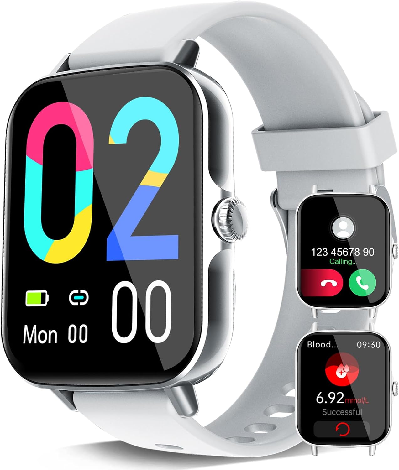 Smartwatch with Blood Glucose Measurement and Phone Function, 1.91 Inch ...