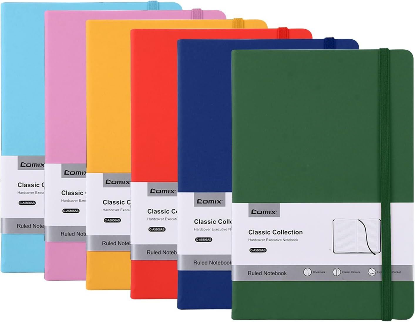 Amazon.com : Comix Lined Journal Notebooks - 6 Pack Hardcover A5 Size ...