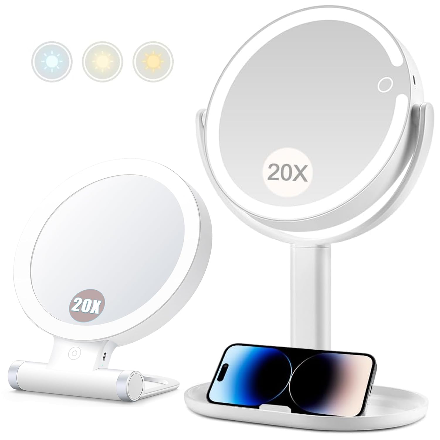 Amazon.com - MIYADIVA Makeup Mirror with Lights, 20X Magnifying Mirror ...