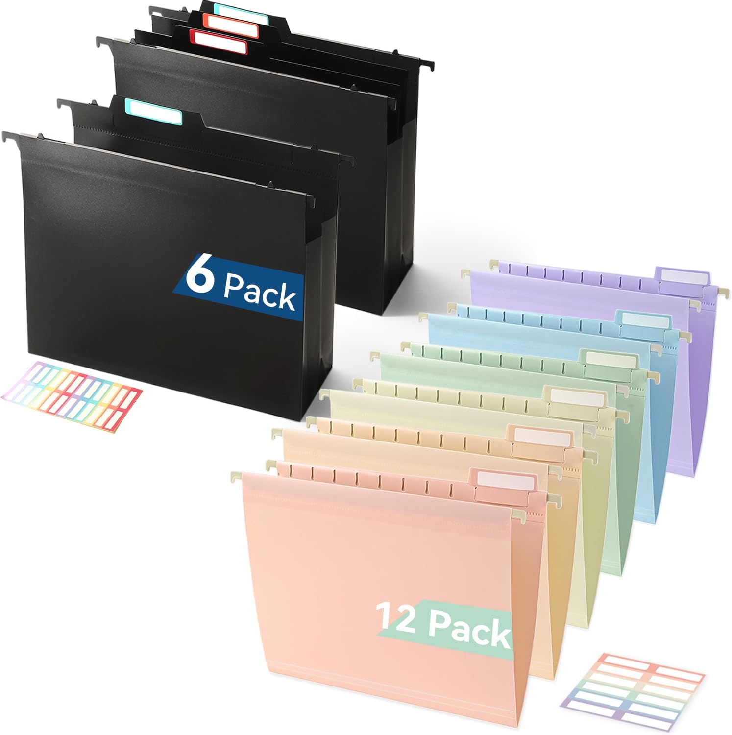 Amazon.com : SortRax Plastic Black Hanging File Folders 4" Expansion ...