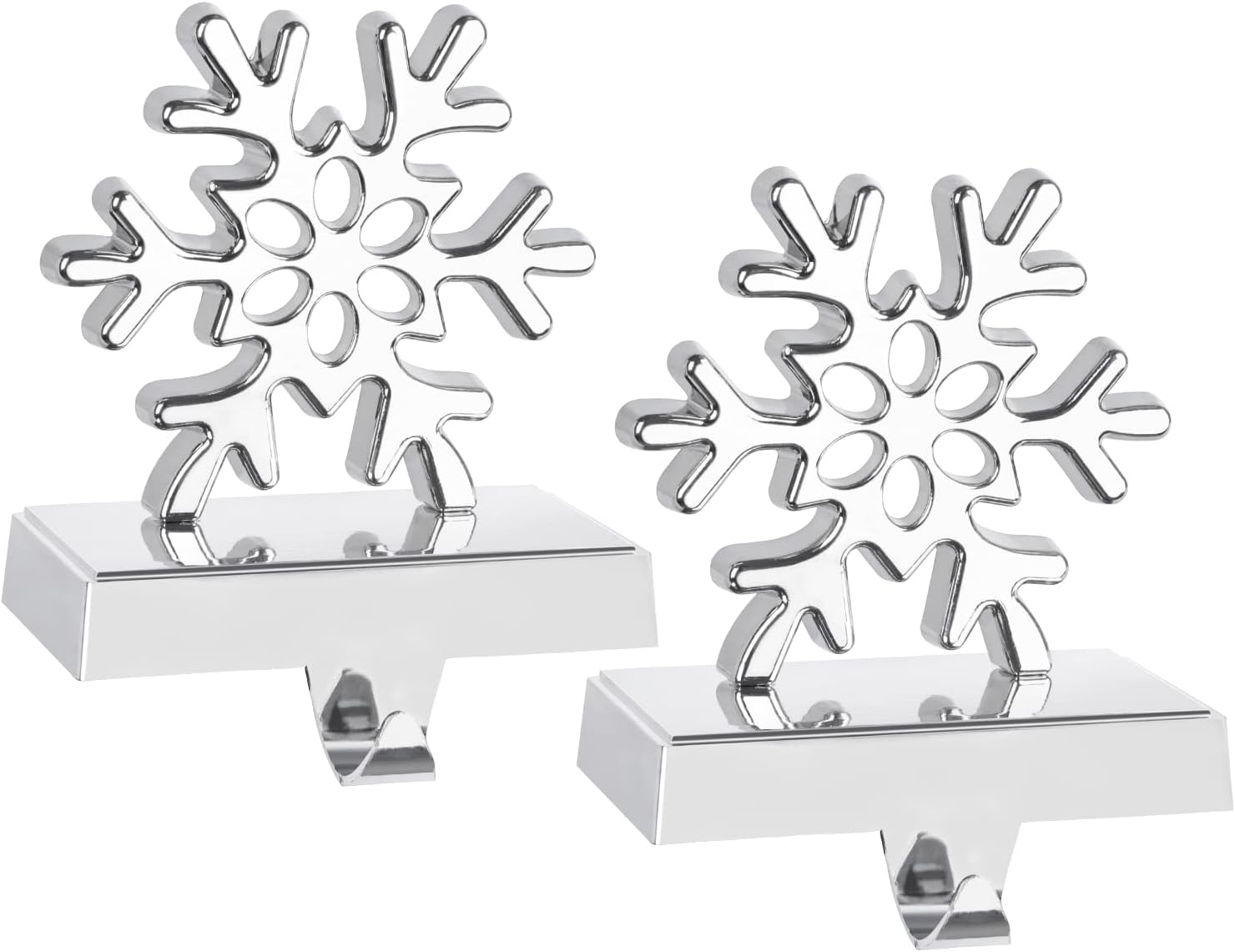 Amazon.com: 2 Set Snowflake Stocking Holders for Mantle Xmas Silver ...