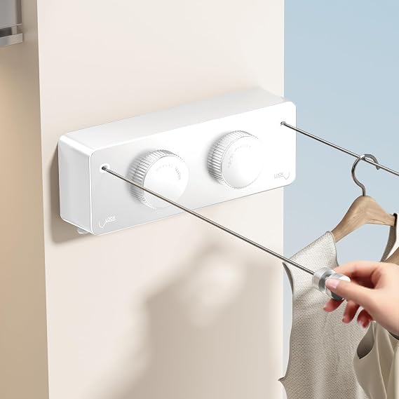 Amazon.com: MUSTORN Retractable Clothesline Indoor, Non-Sagging Twin ...