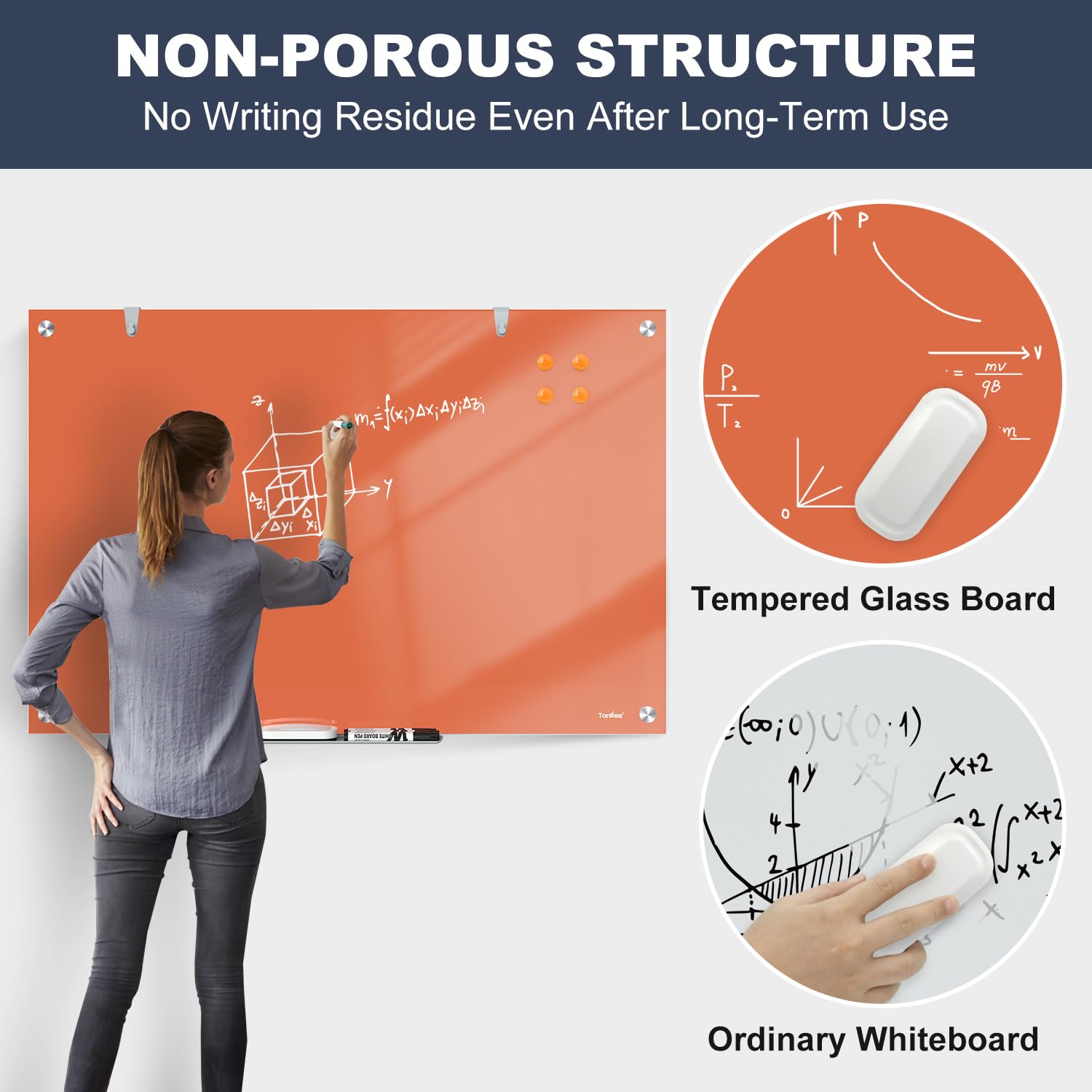 Snapklik.com : Glass Dry Erase Board For Wall, 36x24 Inches Magnetic ...