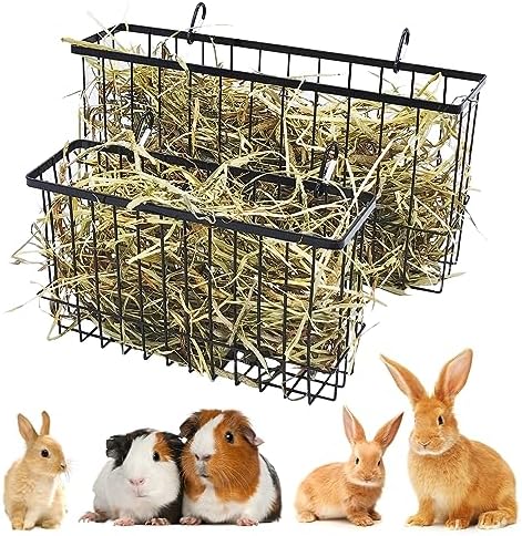 Amazon.com : Therwen 4 Pcs Rabbit Hay Feeder Heavy Duty Metal Rabbit ...